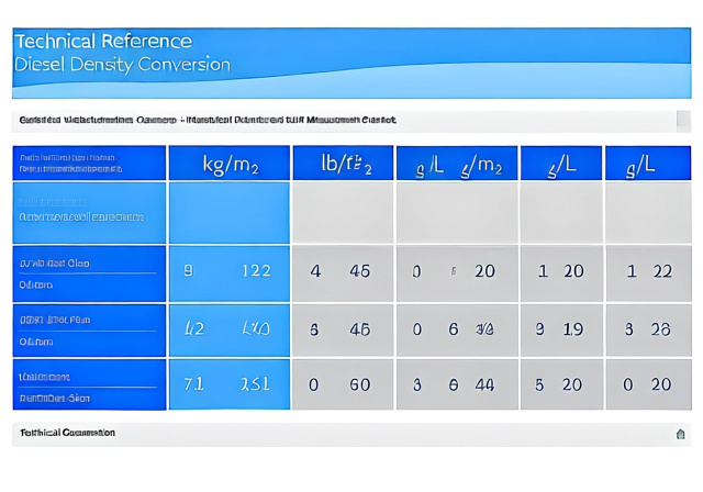 Diesel Fuel Density Conversion Chart: kg/m³ to lb/ft³ Guide